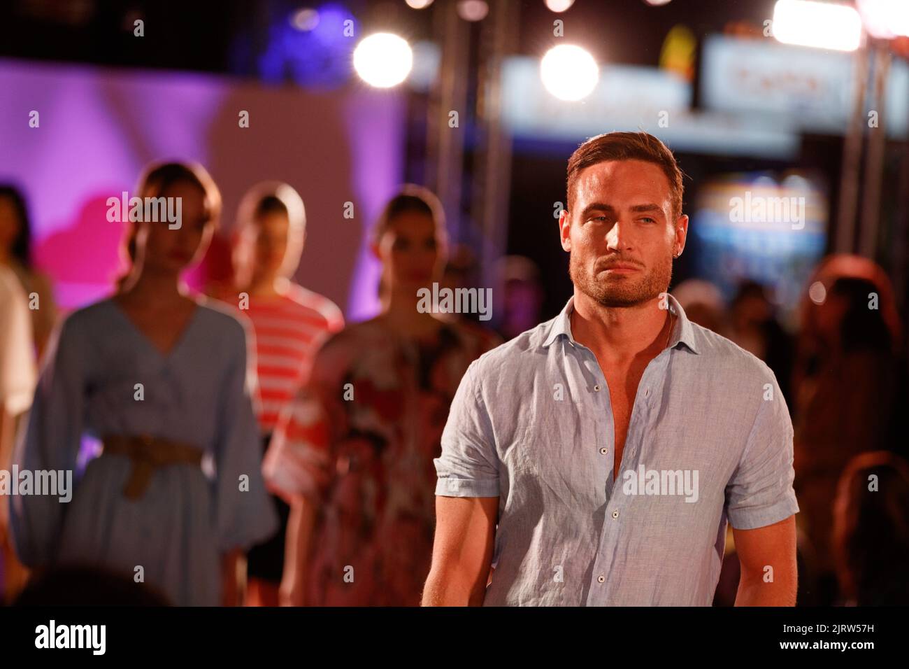 Brisbane, Australia. 26th Aug, 2022. Models walk a fashion runway ...