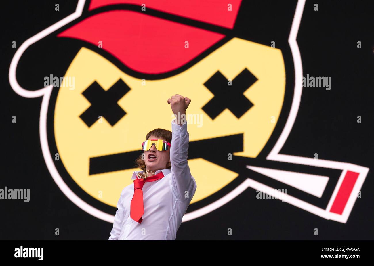 Sam Robinson from Bad Boy Chiller Crew performs during the Leeds Festival 2022 at Bramham Park ...