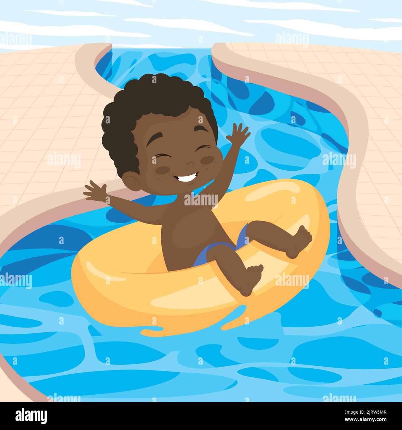 afro boy in water park scene Stock Vector Image & Art - Alamy