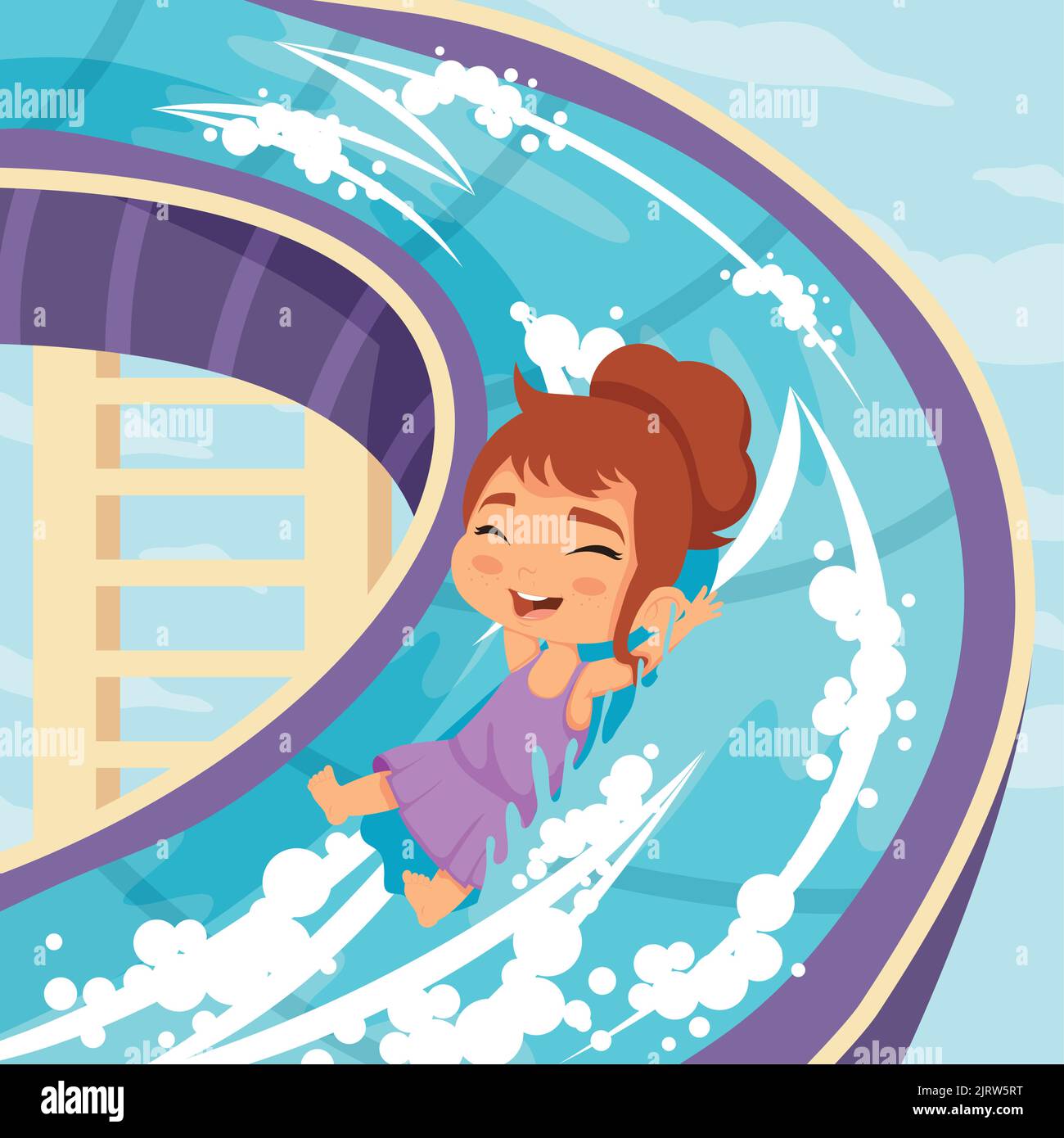 Girl water slide Stock Vector Images - Alamy