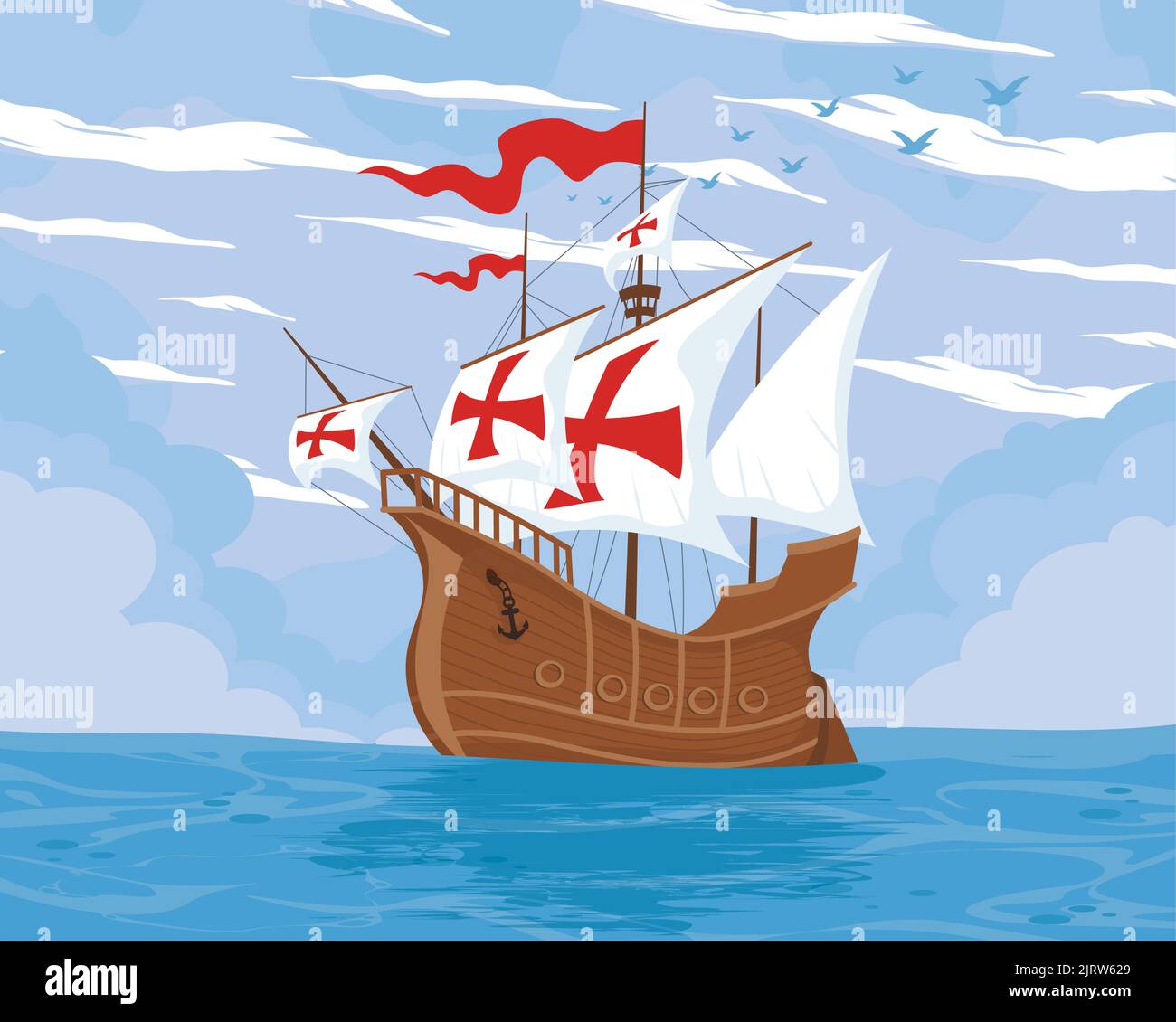 columbus caravel in ocean scene Stock Vector Image & Art - Alamy