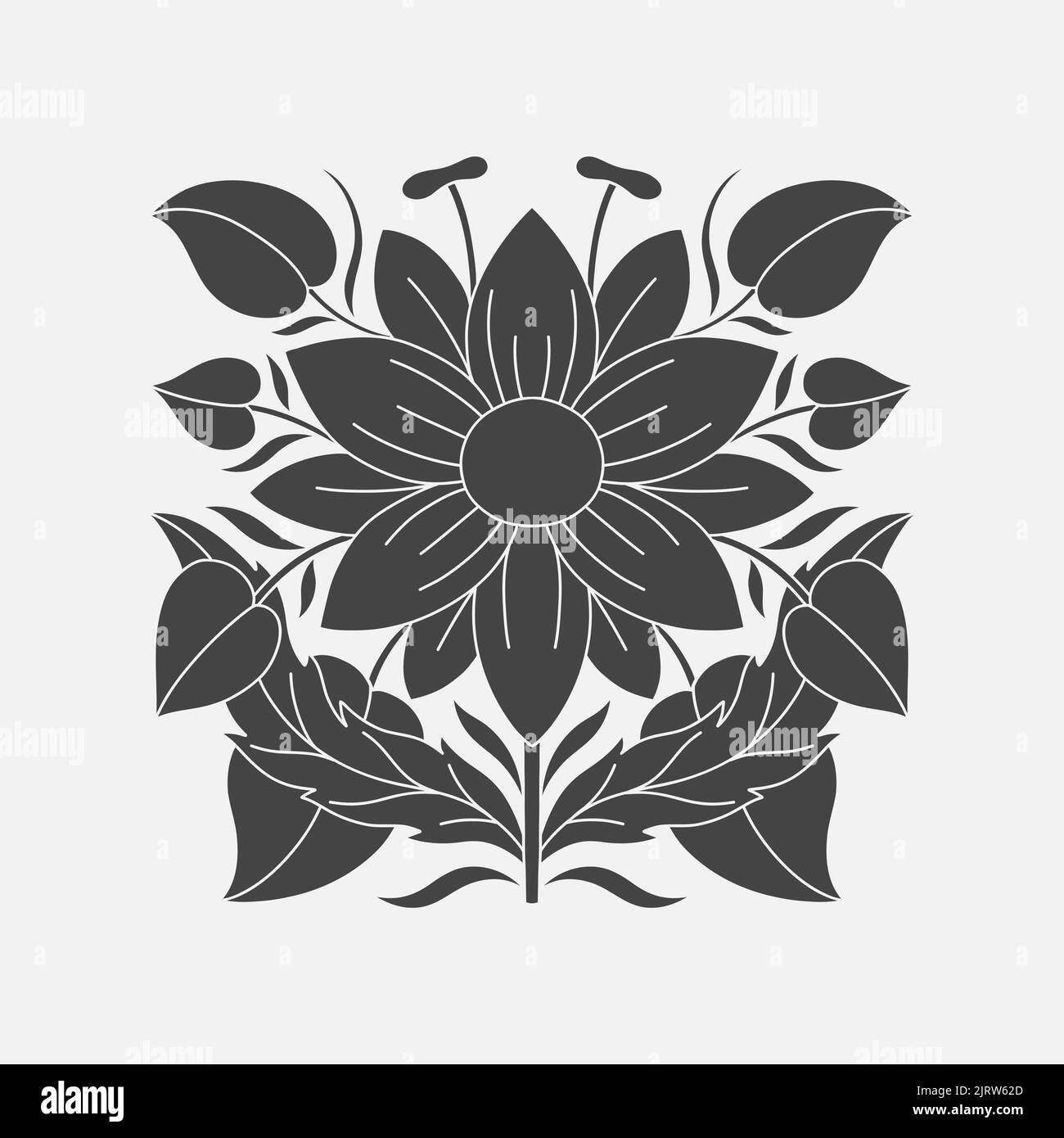 Art nouveau style flower plant basic element. 1920-1930 years vintage ...