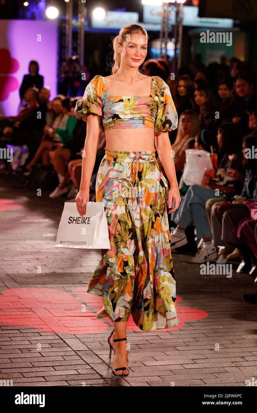 Brisbane, Australia. 26th Aug, 2022. Models walk a fashion runway ...