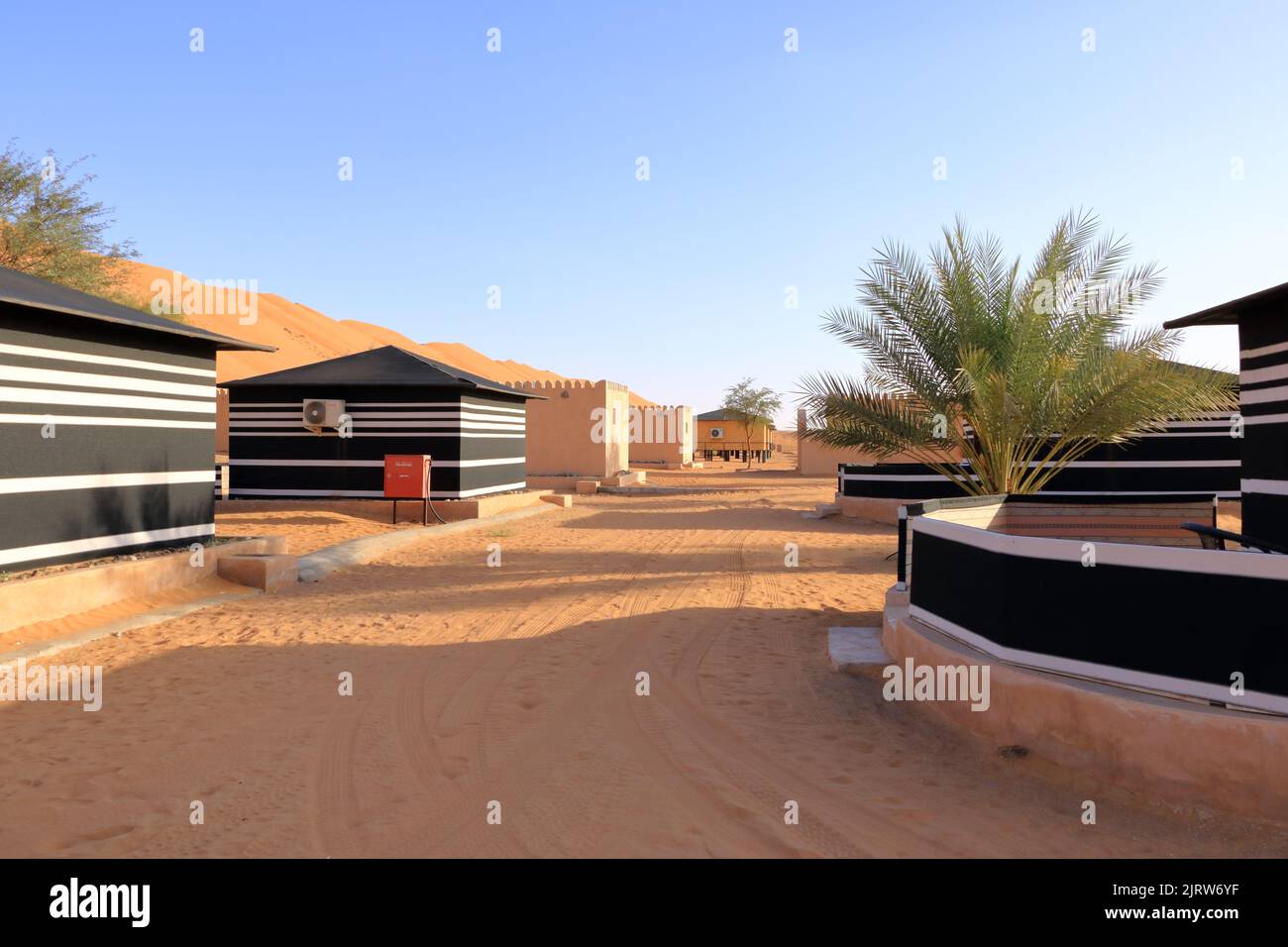 Bedouin style camping beside a huge sand dune at the Wahiba Sands ...