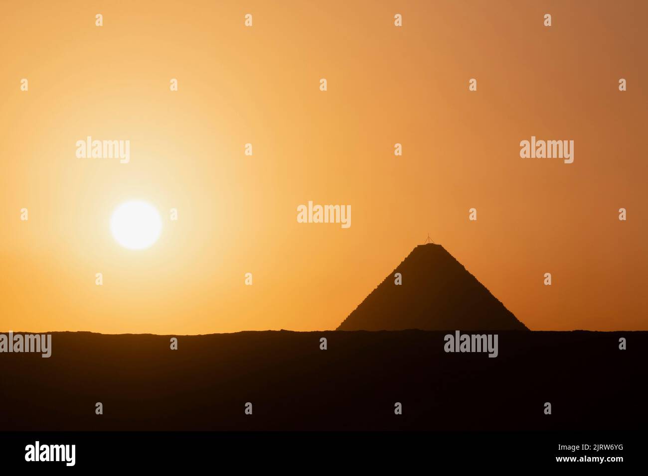 view on Great Pyramid of Giza in Egypt at sunrise Stock Photo - Alamy