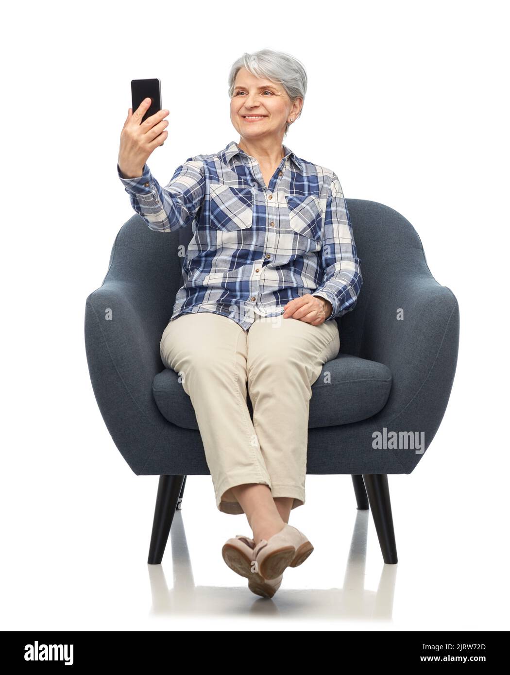 Happy old woman taking Cut Out Stock Images & Pictures - Alamy