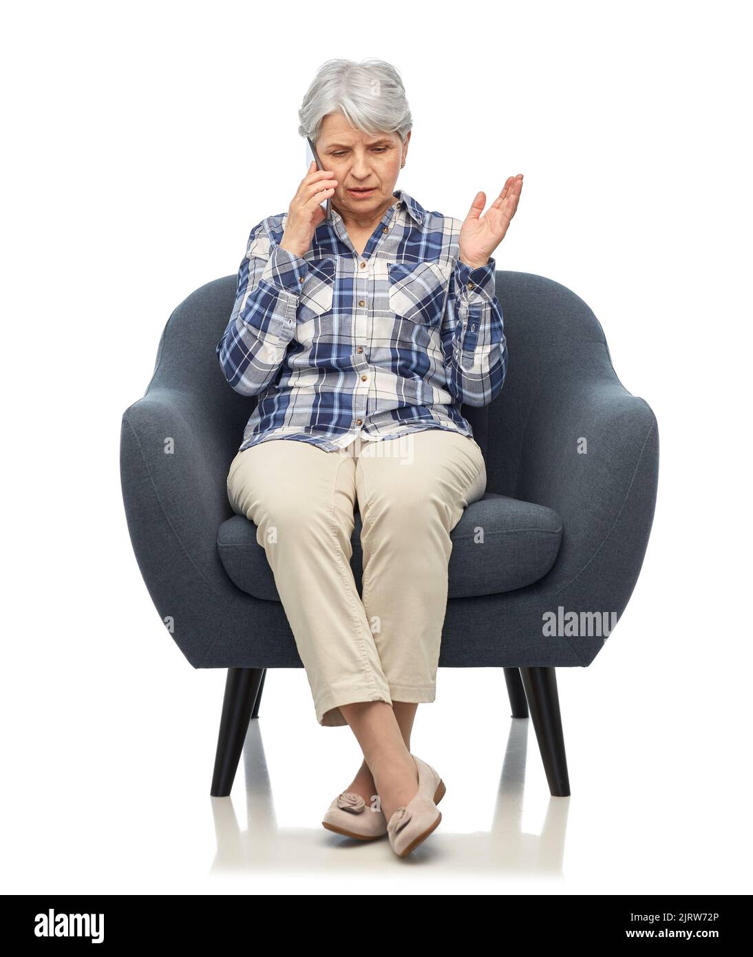 Senior woman in conversation Cut Out Stock Images & Pictures - Alamy