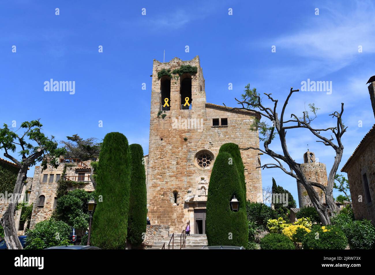 Pals historic medieval village, Catalonia, Spain. church Stock Photo ...