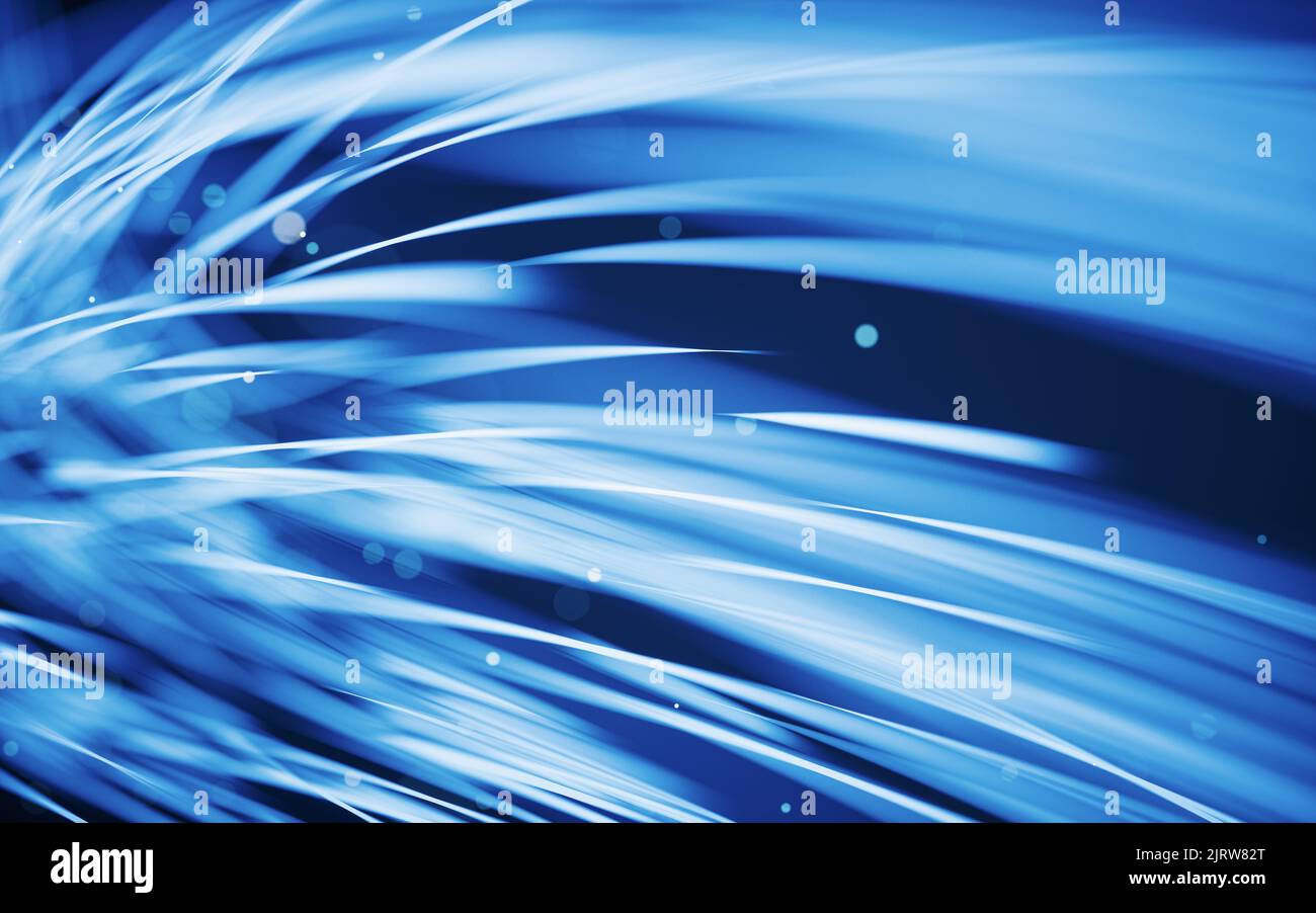 Flowing curves with glowing neon lines, 3d rendering. Computer digital ...