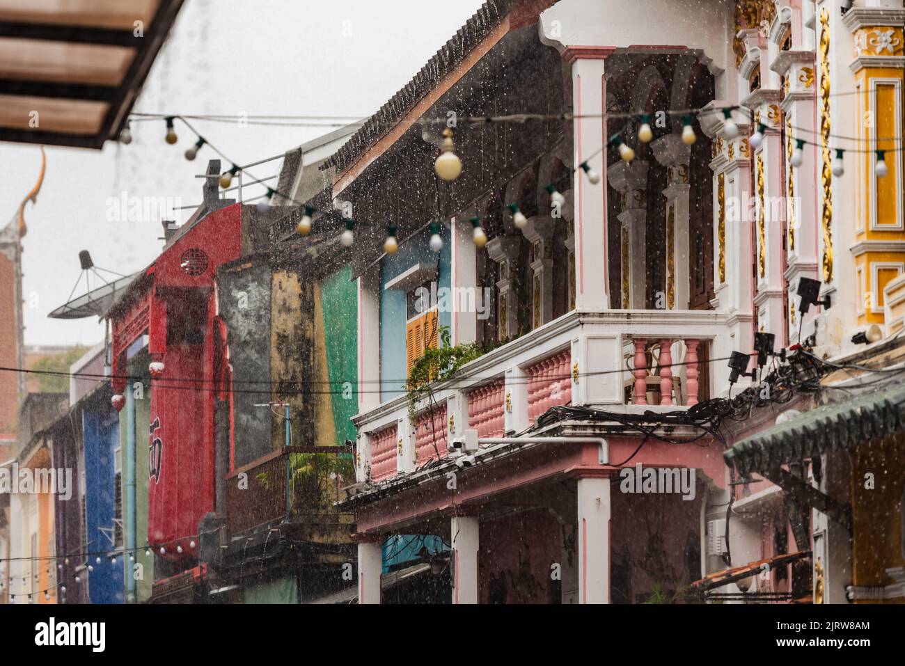 Phuket, Thailand - July 2022: Monsoon rain on the colorful colorful ...