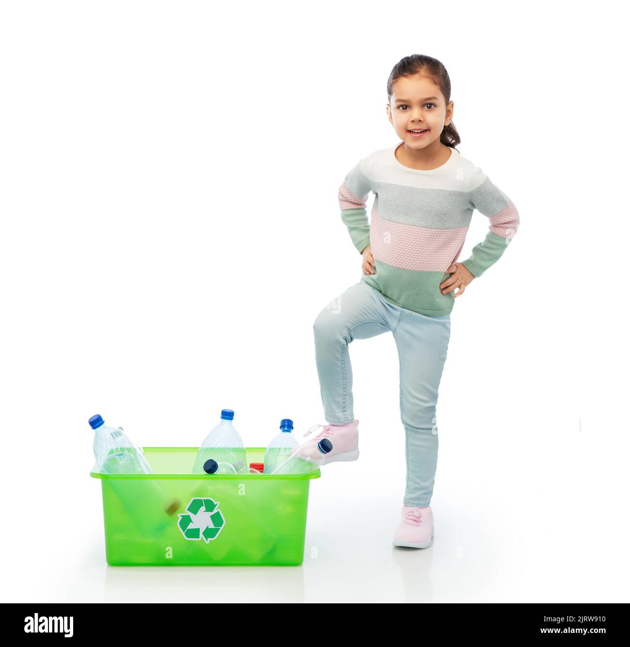 smiling girl sorting plastic waste Stock Photo - Alamy