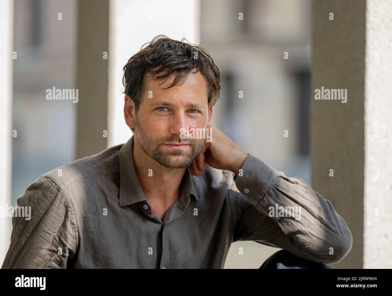 Berlin, Germany. 26th Aug, 2022. Actor Florian Stetter sits at the ...