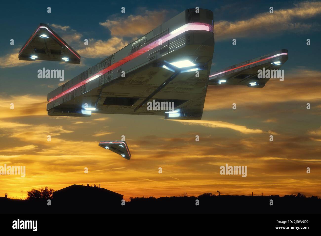 3d render. UFO spaceship concept Stock Photo - Alamy