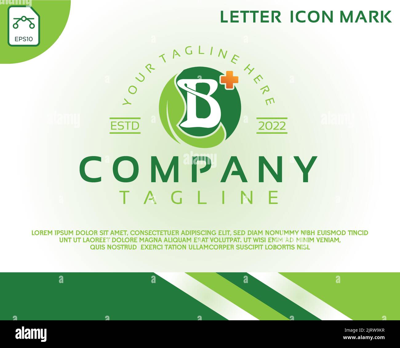 Creative letter B and health care green leaf logo design template Stock ...