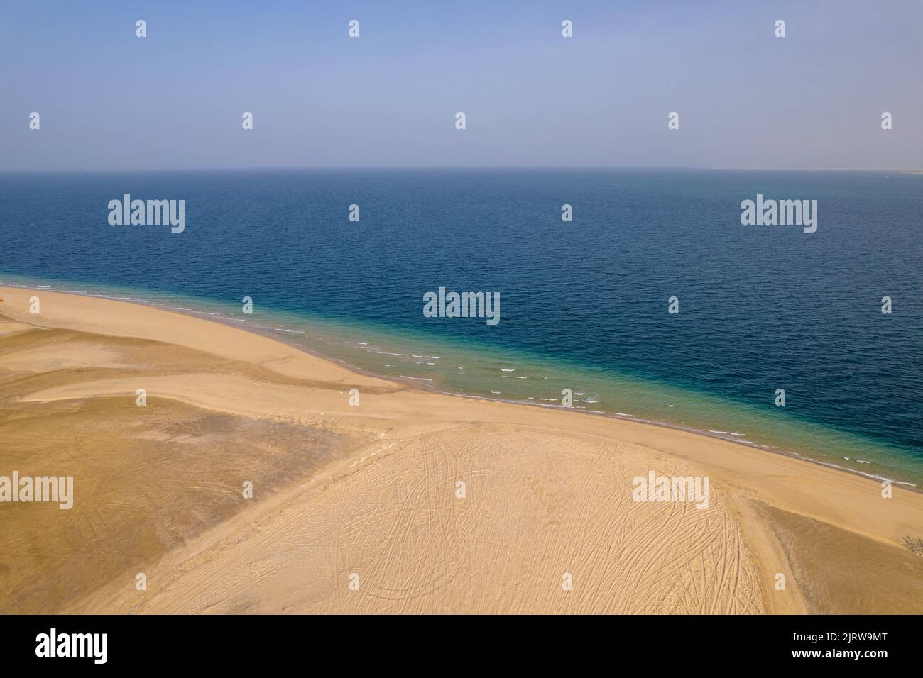 An aerial view of the Sealine Desert and Sand Dunes in Qatar Stock ...