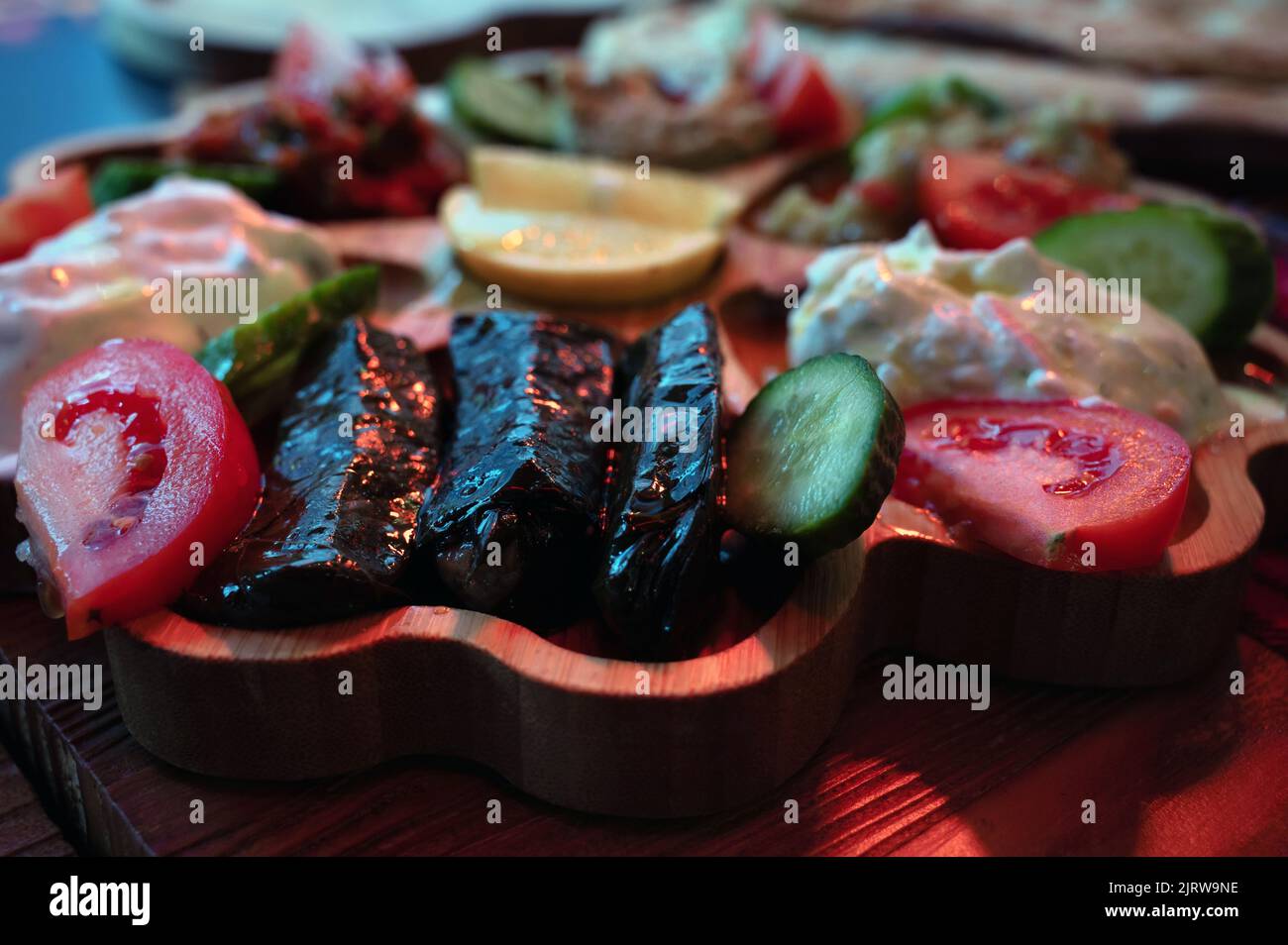 Turkish Meze with fresh vegetables, haydari and hummus at Massa Bistro ...