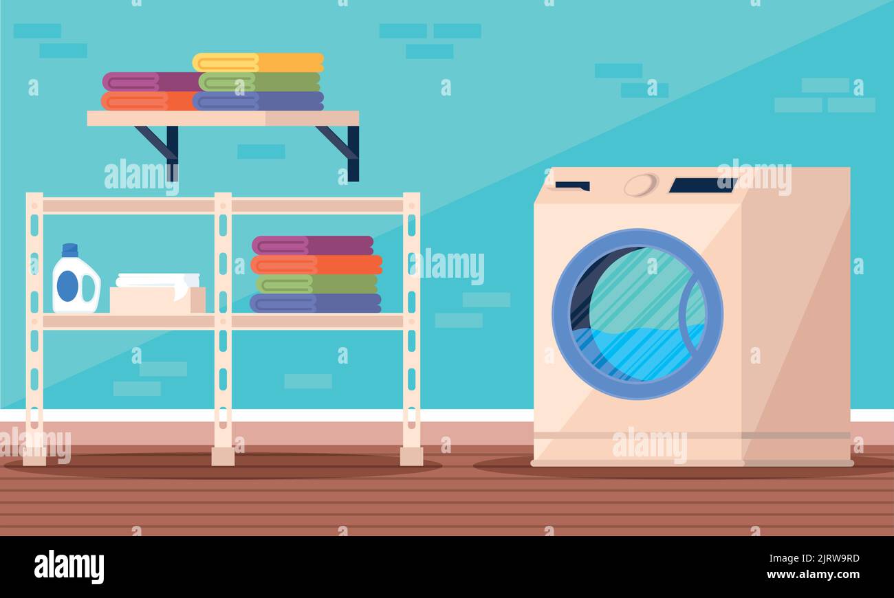 laundry room with washing machine scene Stock Vector Image & Art - Alamy