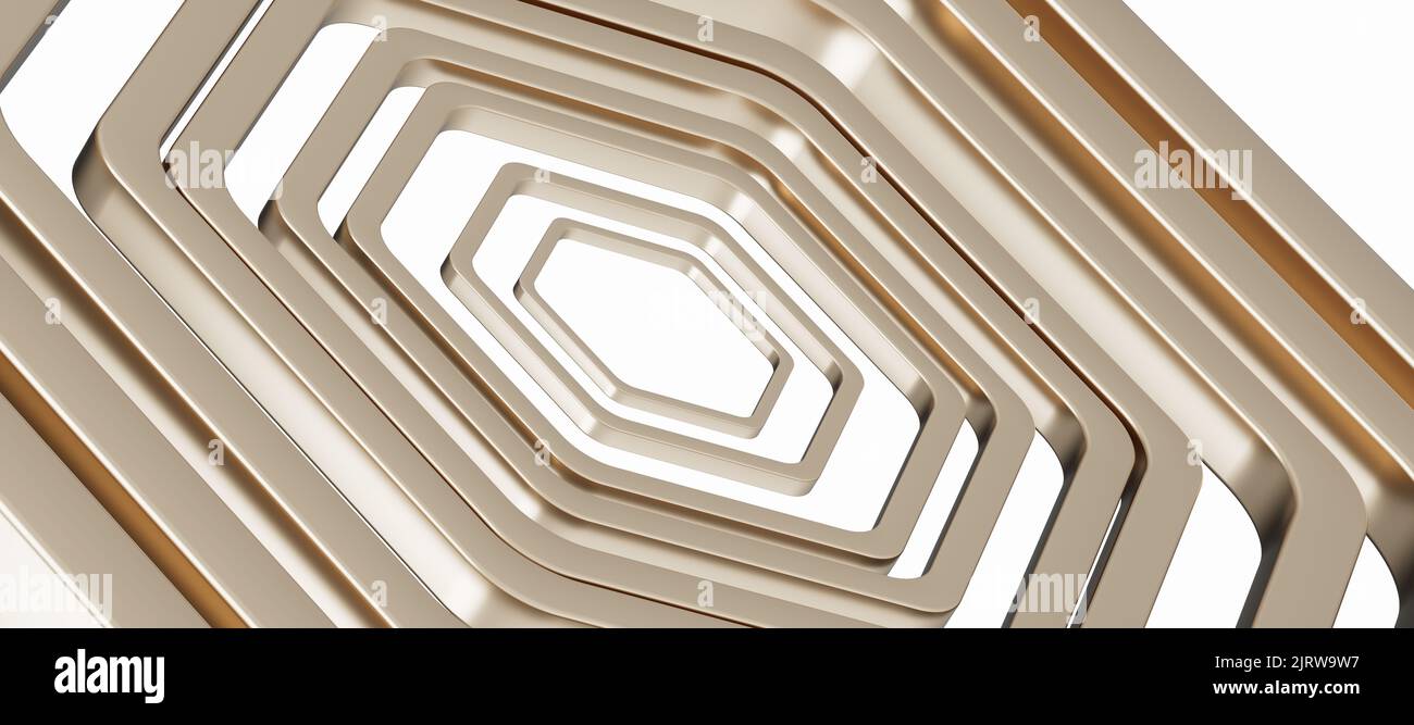 Metal frame with hexagonal shape, 3d rendering. Computer digital ...