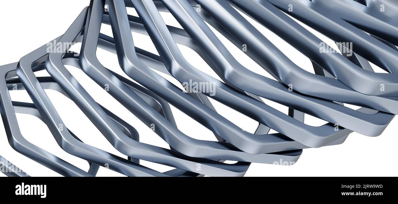 Metal frame with hexagonal shape, 3d rendering. Computer digital ...