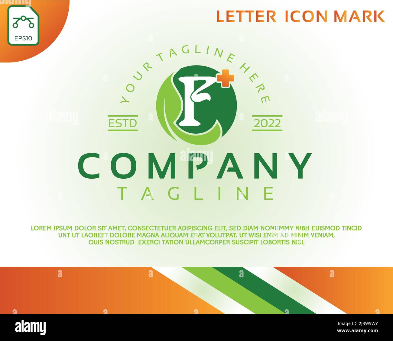 Creative letter F and health care green leaf logo design template Stock ...