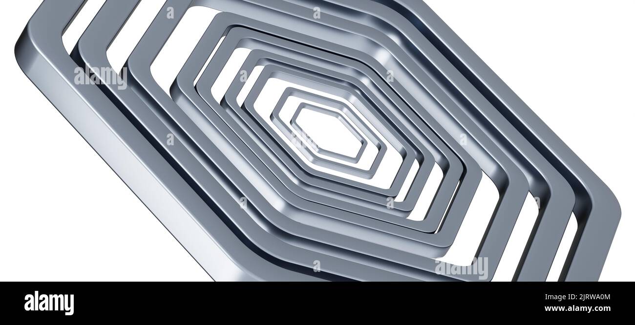 Metal frame with hexagonal shape, 3d rendering. Computer digital ...