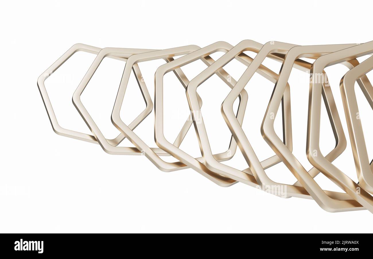 Metal frame with hexagonal shape, 3d rendering. Computer digital ...