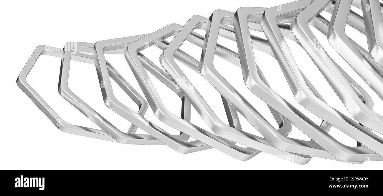 Metal frame with hexagonal shape, 3d rendering. Computer digital ...