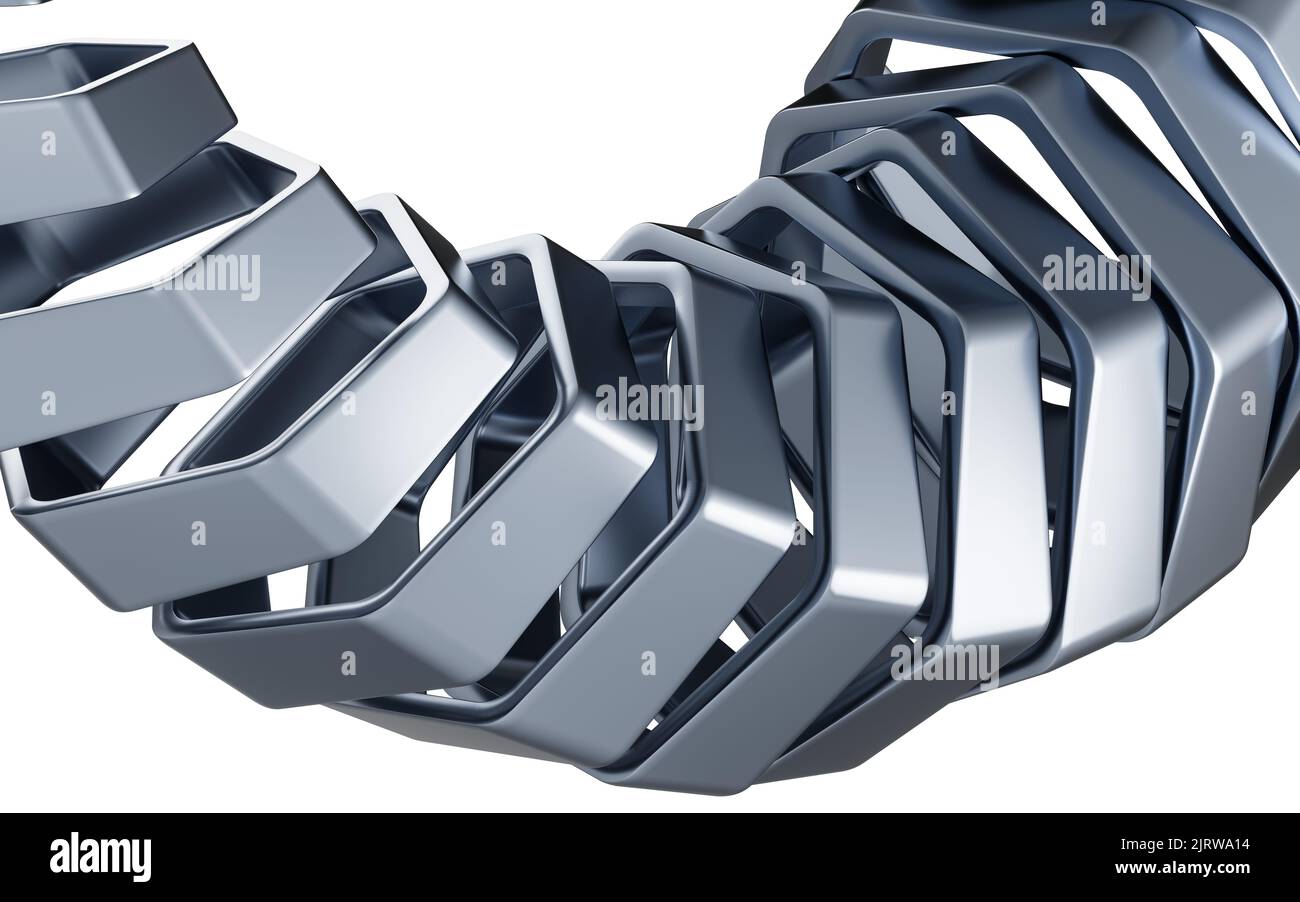 Metal frame with hexagonal shape, 3d rendering. Computer digital ...