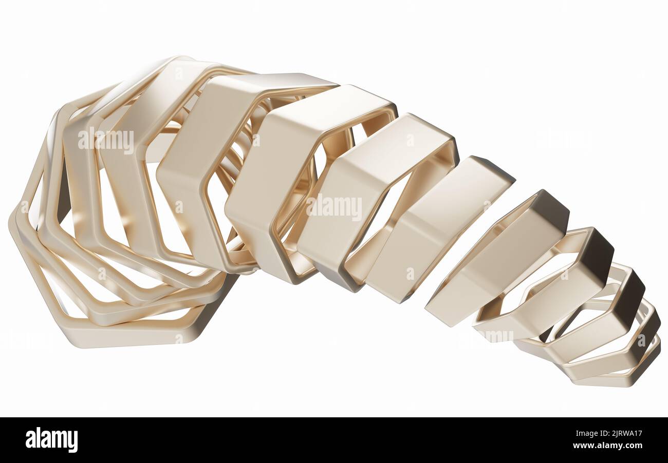 Metal frame with hexagonal shape, 3d rendering. Computer digital ...