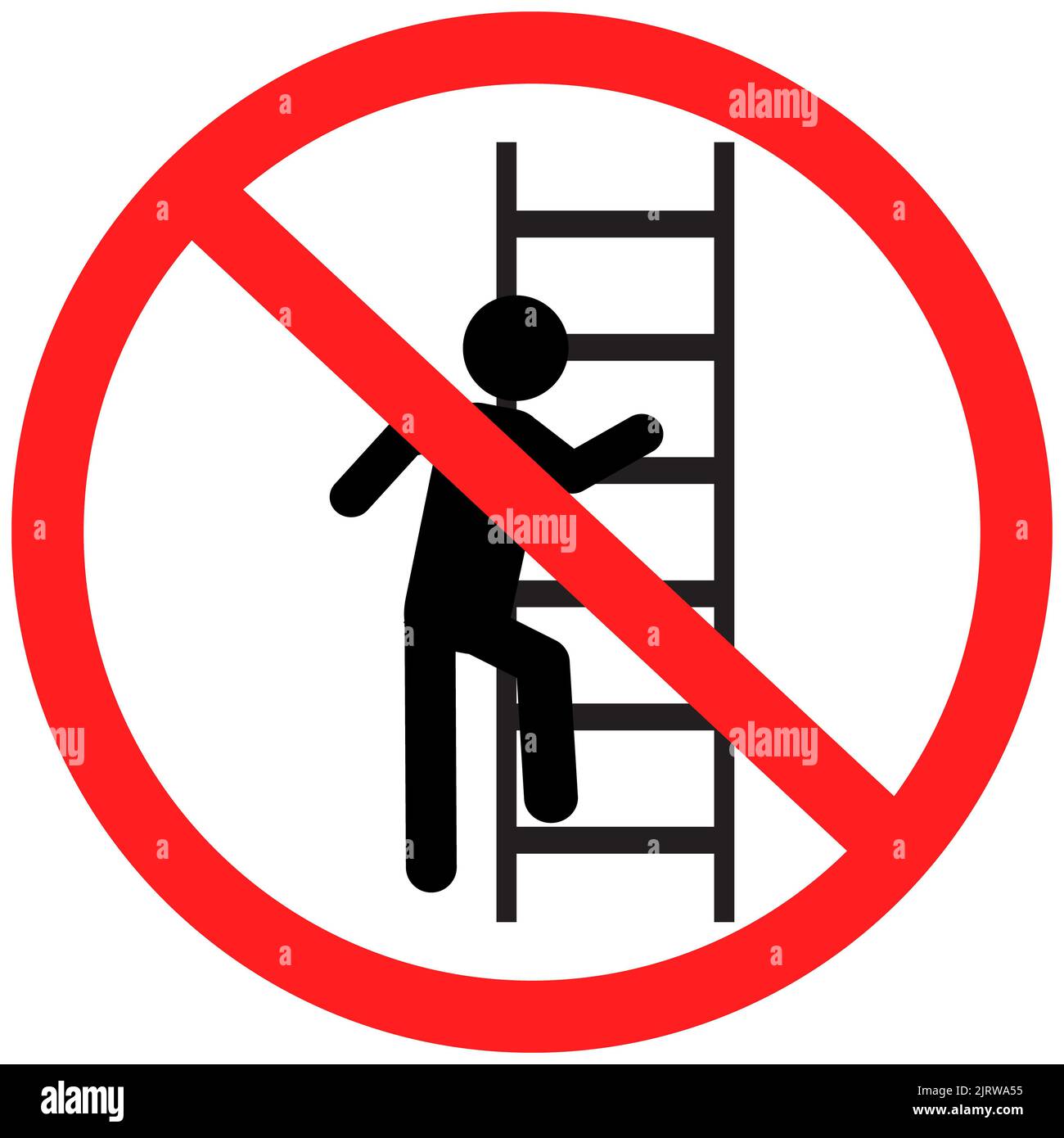 Do Not Use Ladder Sign No Ladders Prohibition Sign With Ladder And Climbing Person Flat Style