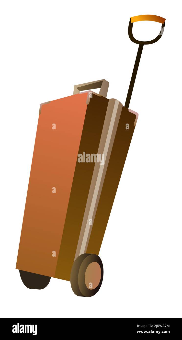 Suitcase with wheels trolley in cartoon style. Bag for carrying luggage ...