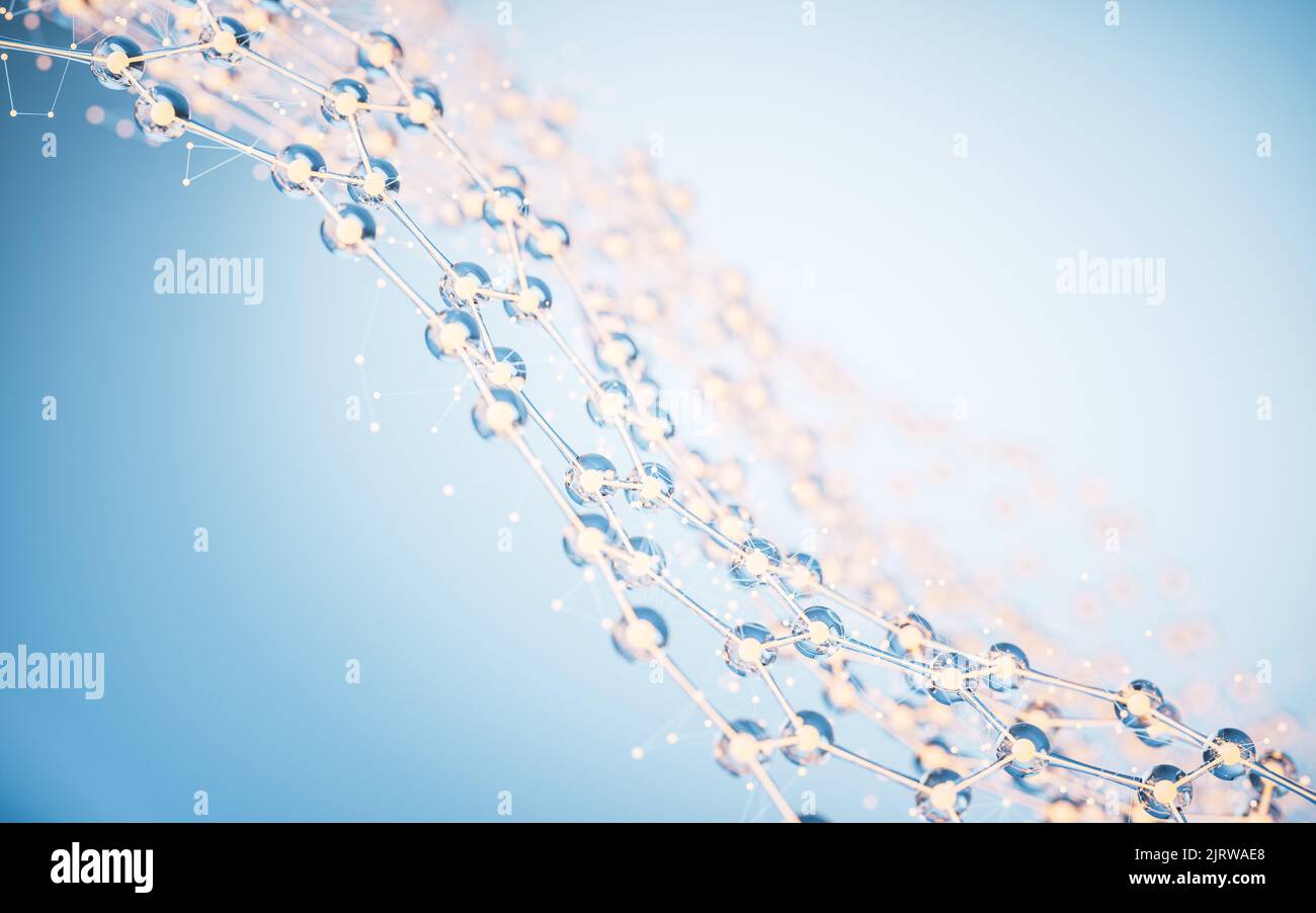 Molecule structure with hexagonal shape, 3d rendering. Computer digital drawing Stock Photo - Alamy
