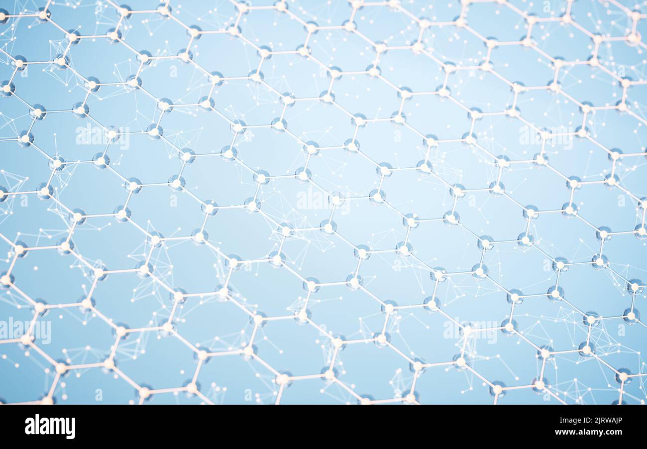 Molecule structure with hexagonal shape, 3d rendering. Computer digital drawing Stock Photo - Alamy