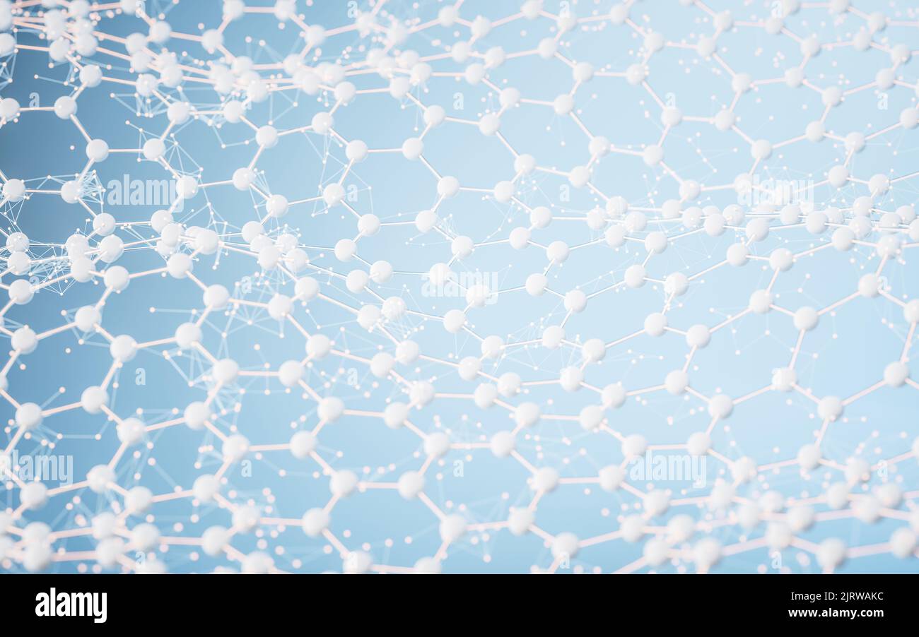 Molecule structure with hexagonal shape, 3d rendering. Computer digital ...