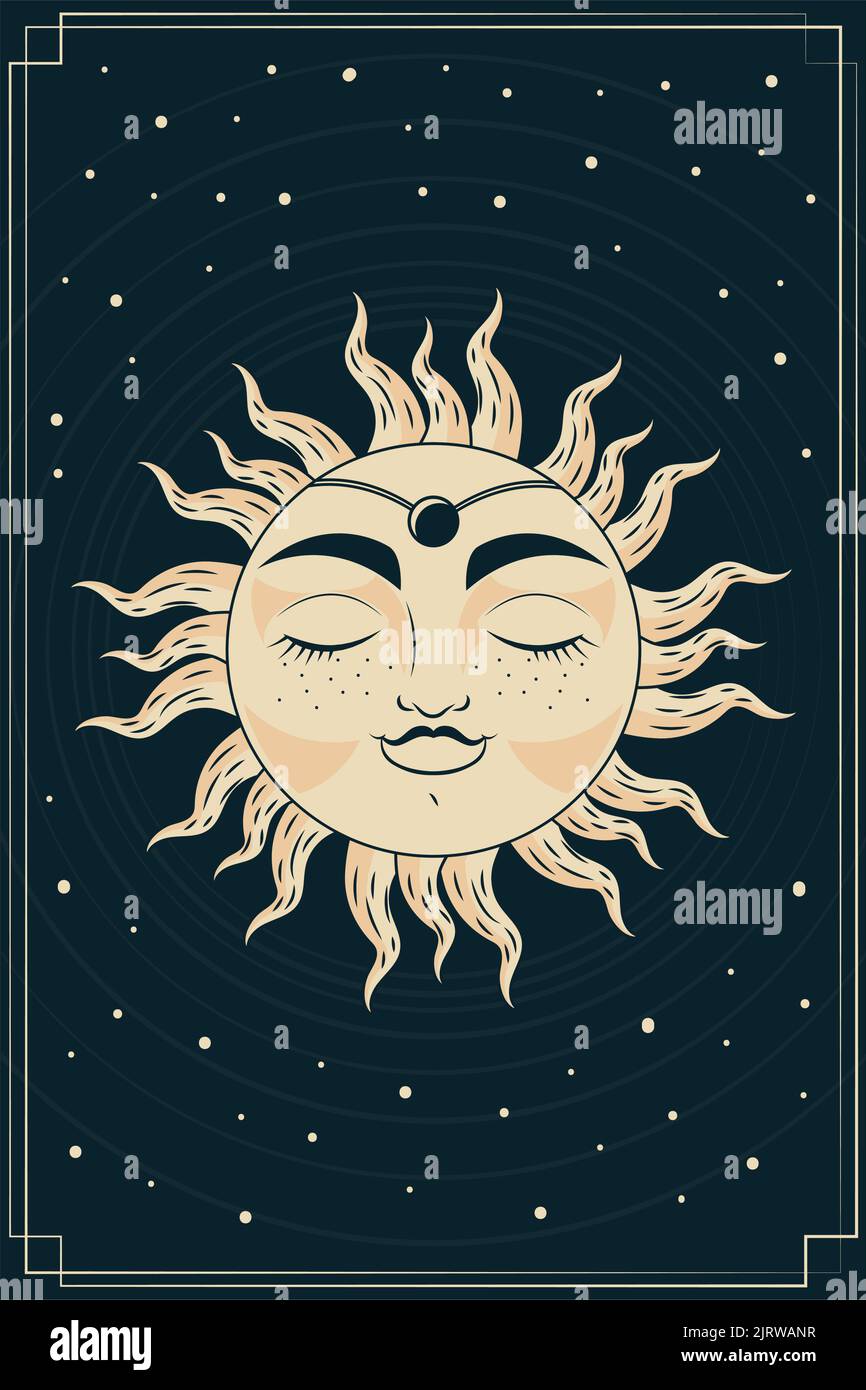 Golden sun face symbol Stock Vector Images - Alamy
