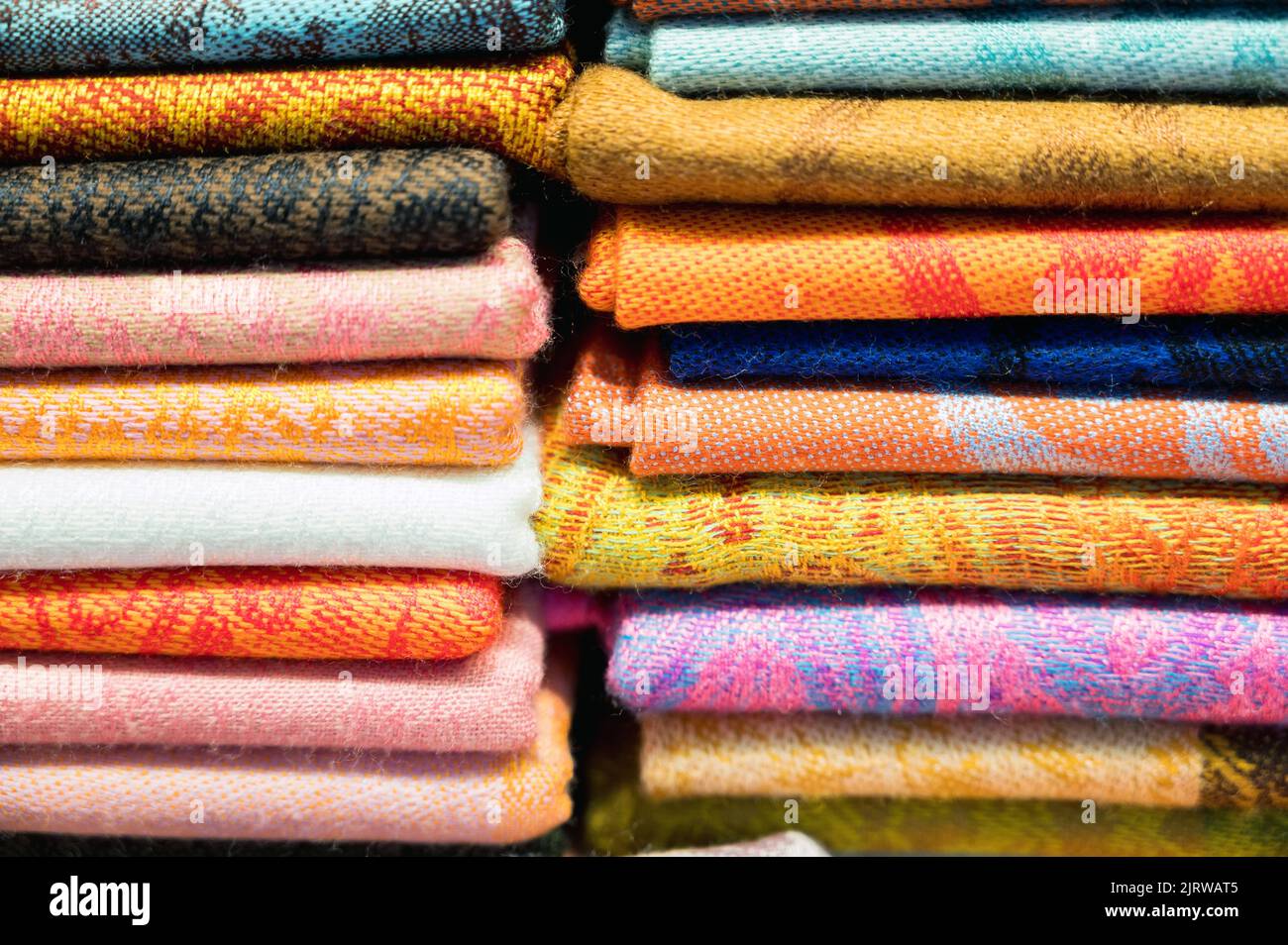 Istanbul, Turkey - January 2022. Close up view Rolls of textile, cloth ...