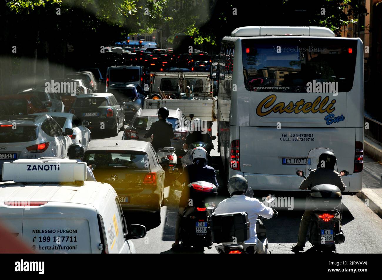 Rome / Italy/ 17.July 2019/ Traffic kaosk or traffic jam in rome in ...
