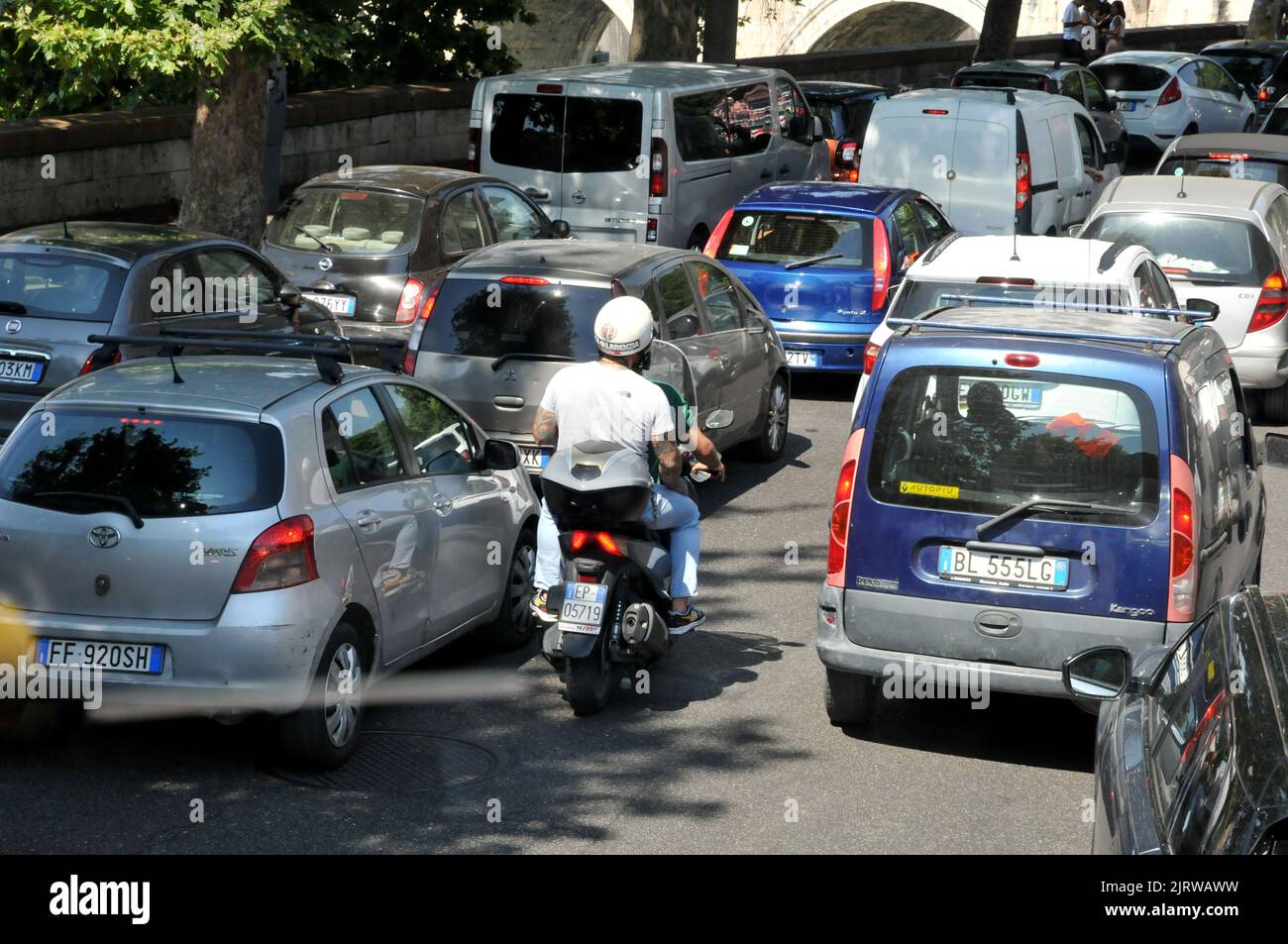 Rome / Italy/ 17.July 2019/ Traffic kaosk or traffic jam in rome in ...
