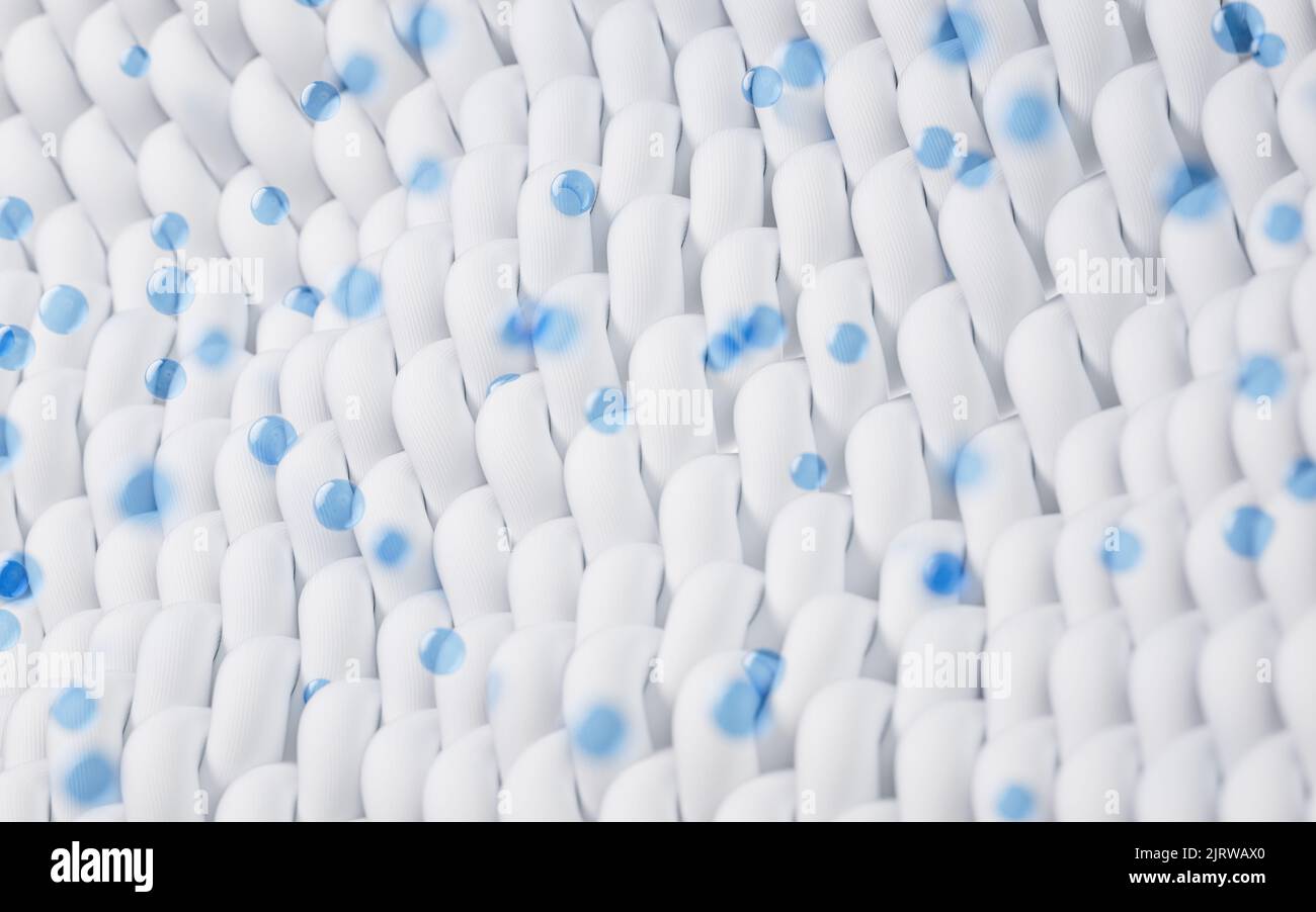 Wave cloth with cleaning water bubble, 3d rendering. Computer digital ...