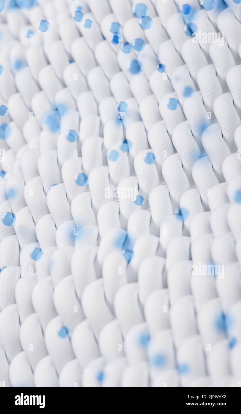 Wave cloth with cleaning water bubble, 3d rendering. Computer digital ...