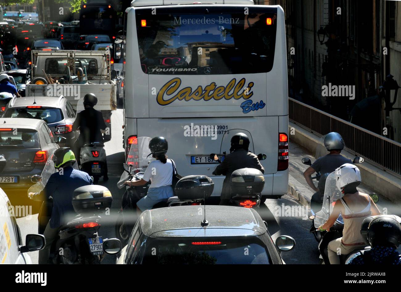 Rome / Italy/ 17.July 2019/ Traffic kaosk or traffic jam in rome in ...
