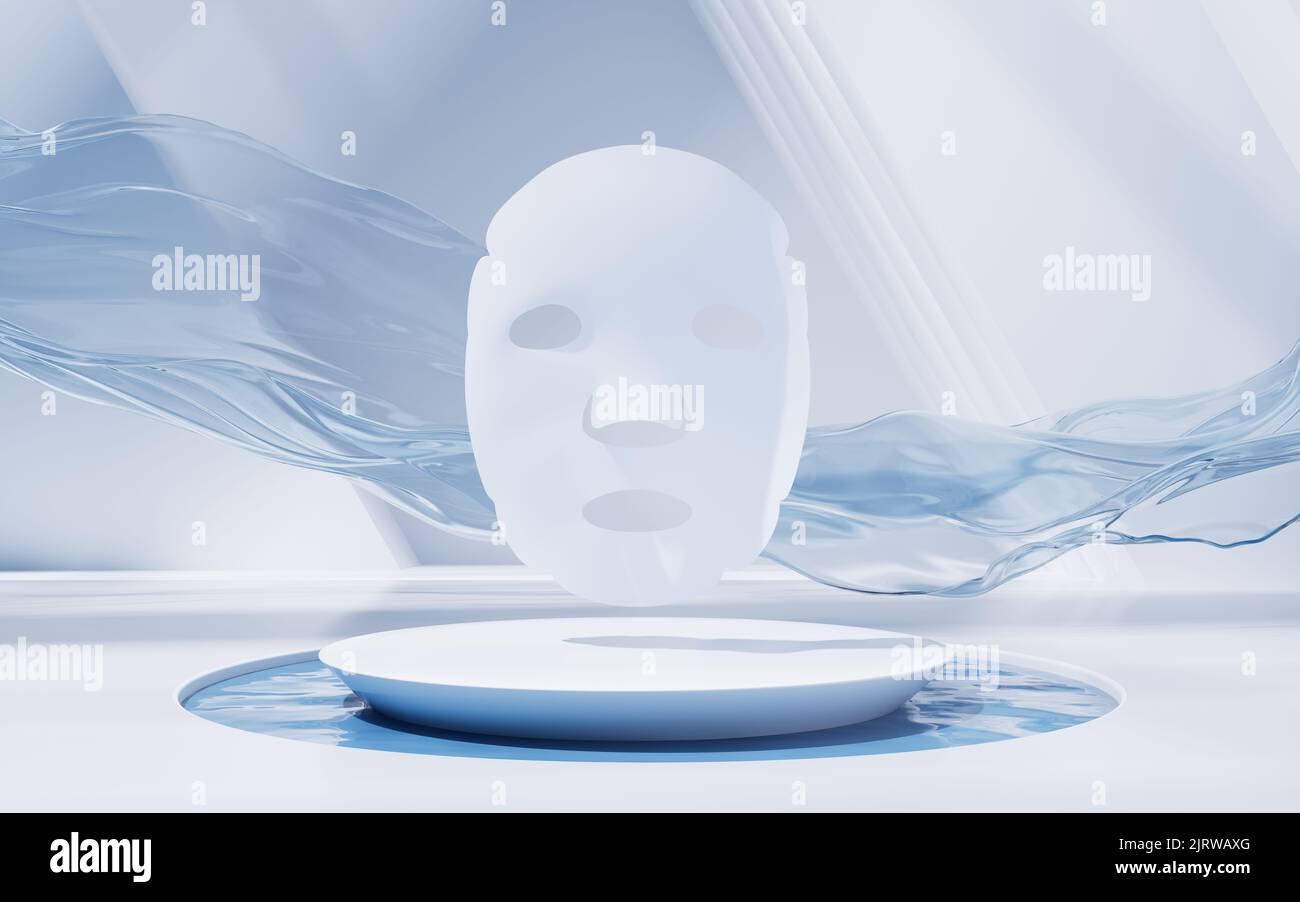 Facial mask with bright interior background, 3d rendering. Computer ...