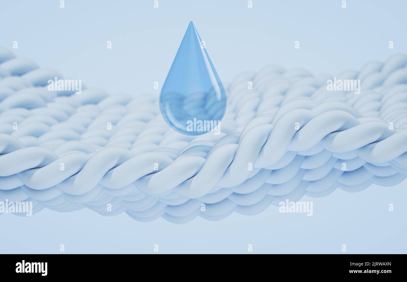 Wave cloth with cleaning water bubble, 3d rendering. Computer digital ...