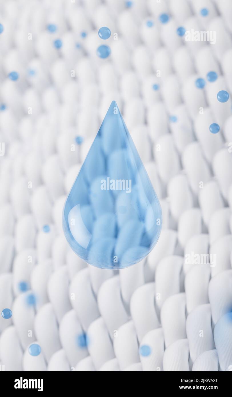 Wave cloth with cleaning water bubble, 3d rendering. Computer digital ...