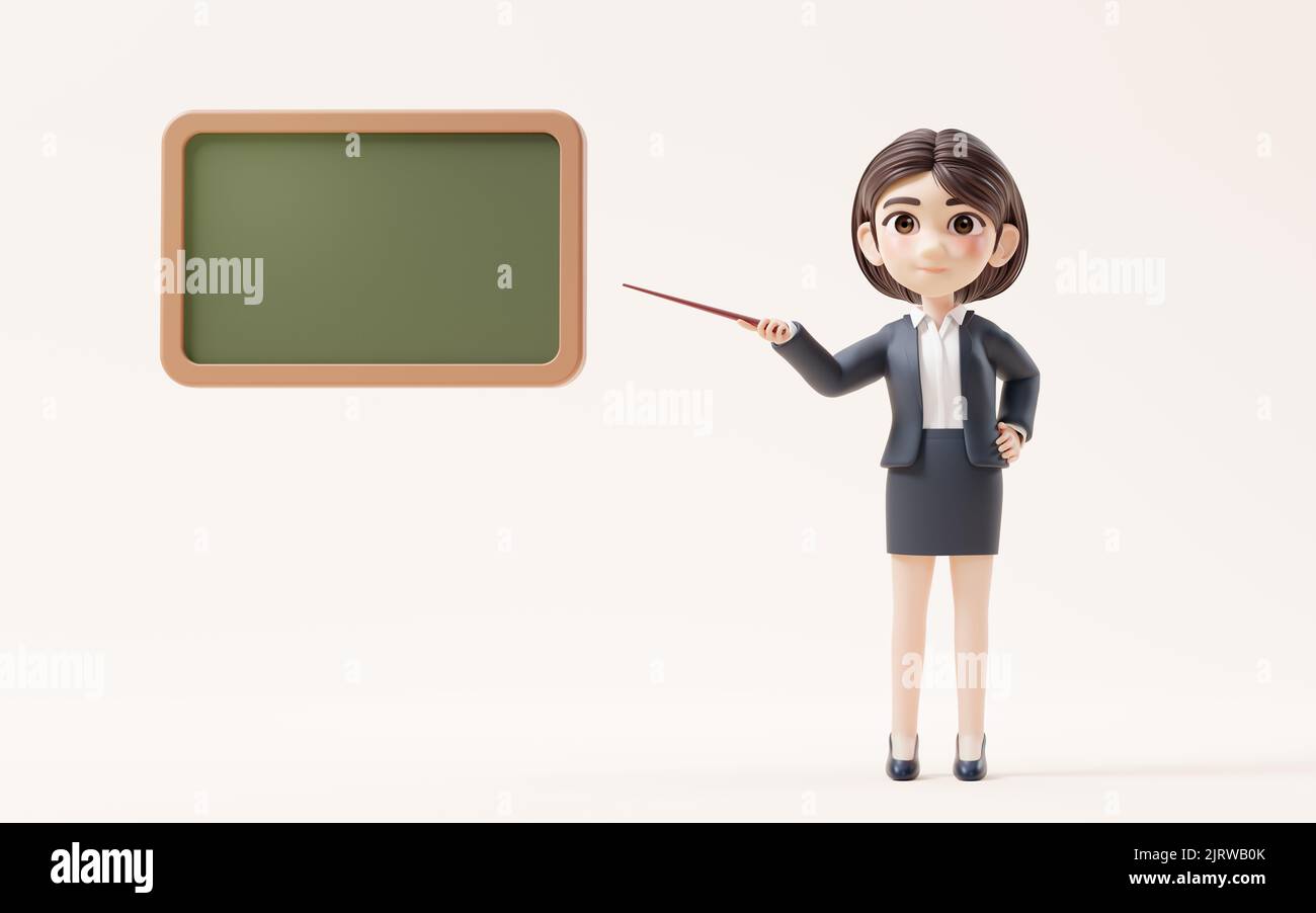 Short hair business girl with suit jacket, 3d rendering. Computer ...