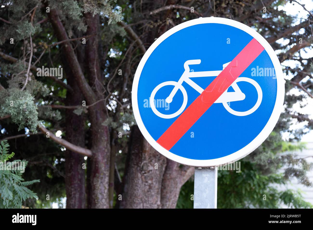 traffic sign indicating that bicycles are not allowed to circulate ...
