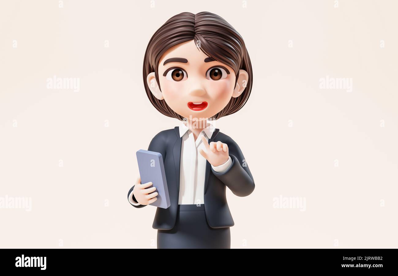 Woman phone cartoon work hi-res stock photography and images - Alamy
