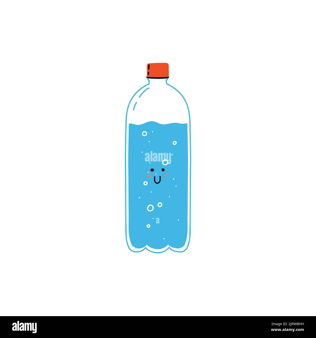 Cute water bottle glass decanter. Hand drawn funny detox concept ...