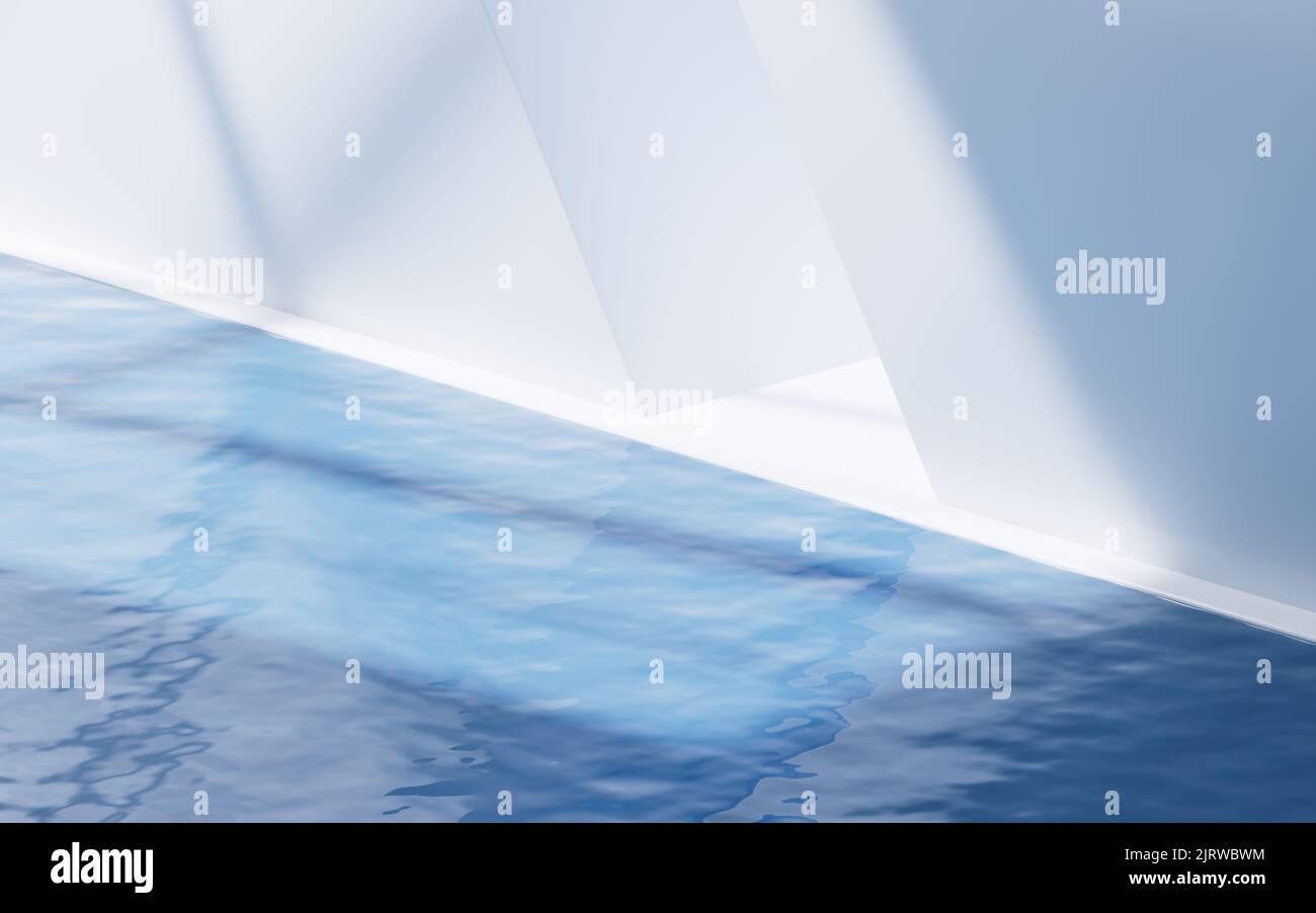 Bright room with water inside, 3d rendering. Computer digital drawing ...