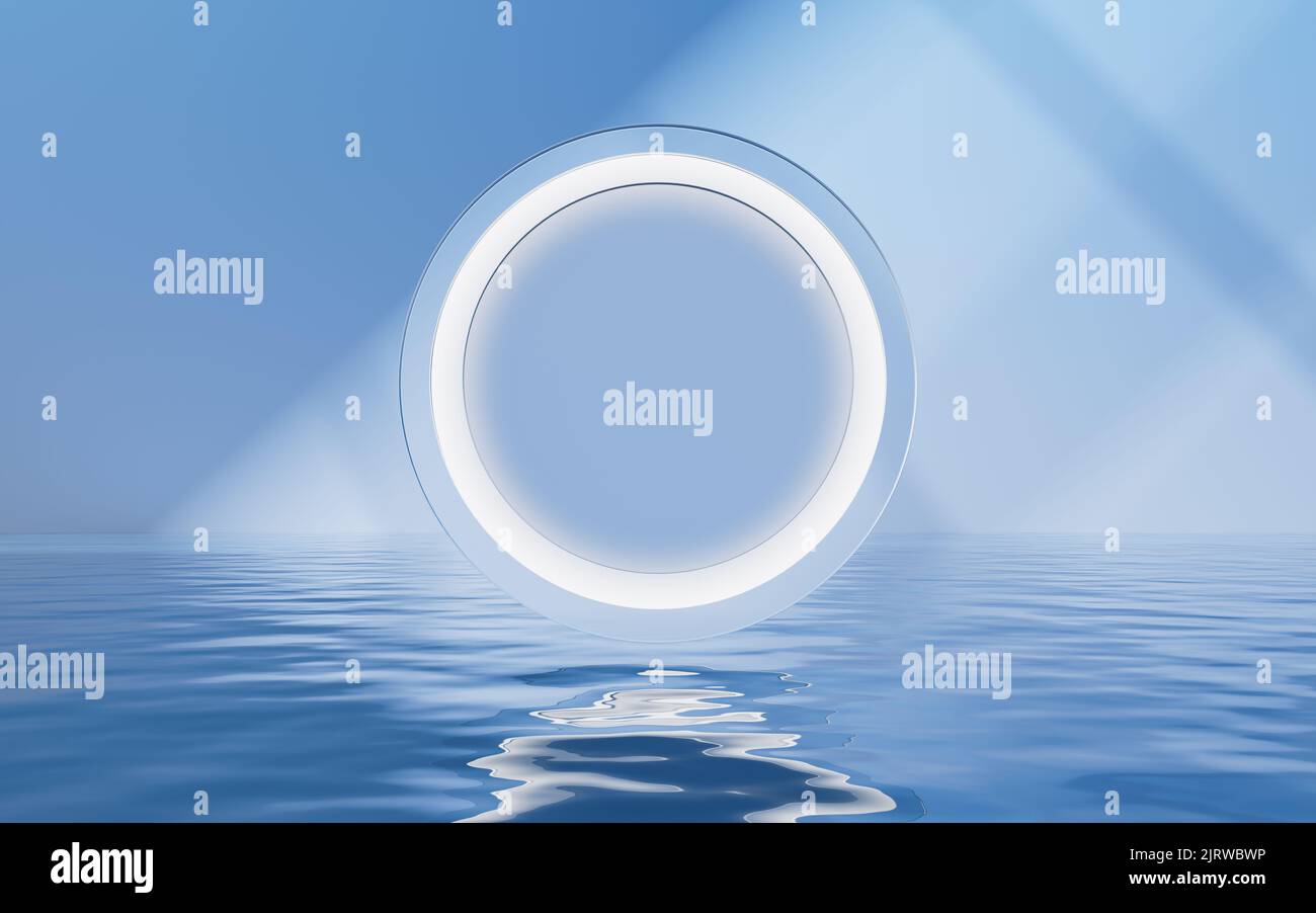 Bright room with water inside, 3d rendering. Computer digital drawing ...